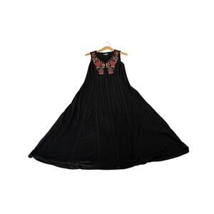 Caite | Dresses | Caite Black With Colorful Embroidered Flowers ...